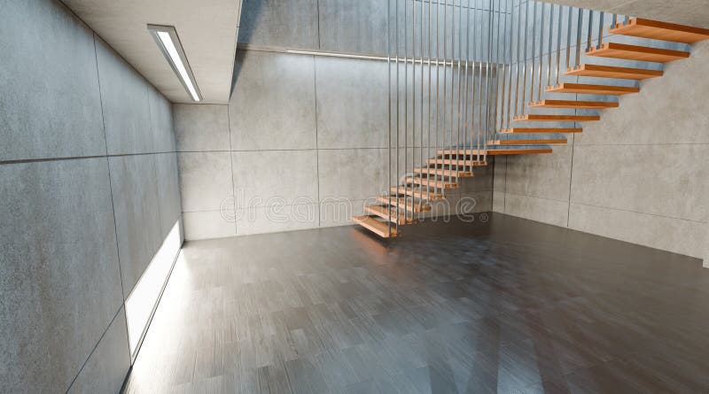 3D Render of Concrete Interior Stock Illustration - Illustration of ...