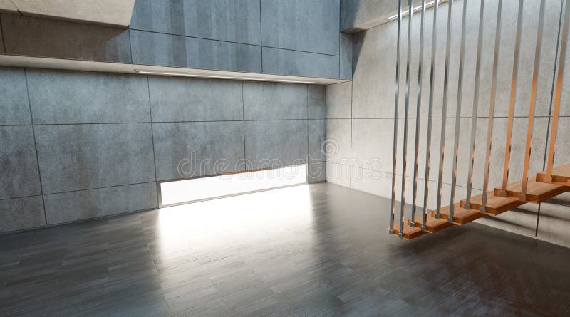 3D Render of Concrete Interior Stock Illustration - Illustration of ...