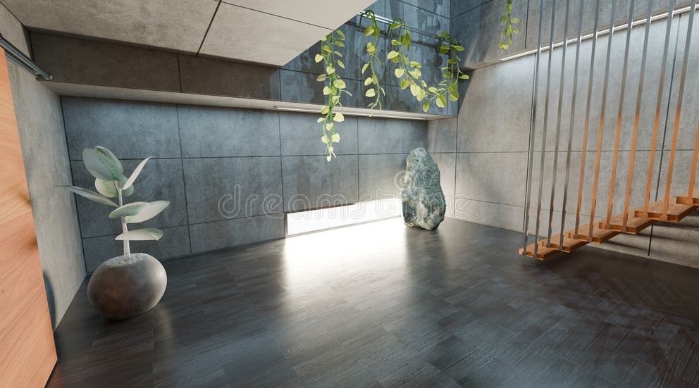 3D Render of Concrete Interior Stock Illustration - Illustration of ...