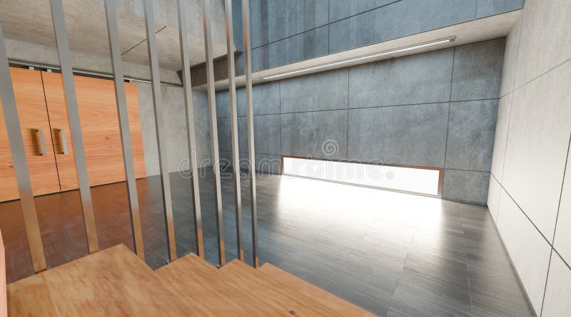 3D Render of Concrete Interior Stock Illustration - Illustration of ...