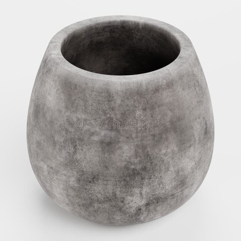 3D Render of Concrete Pot stock illustration. Illustration of classic ...