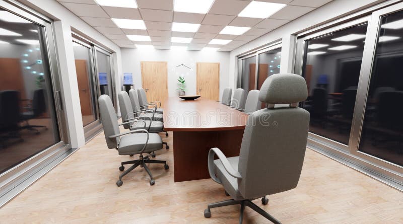 3D Render of Conference Room Stock Illustration - Illustration of ...