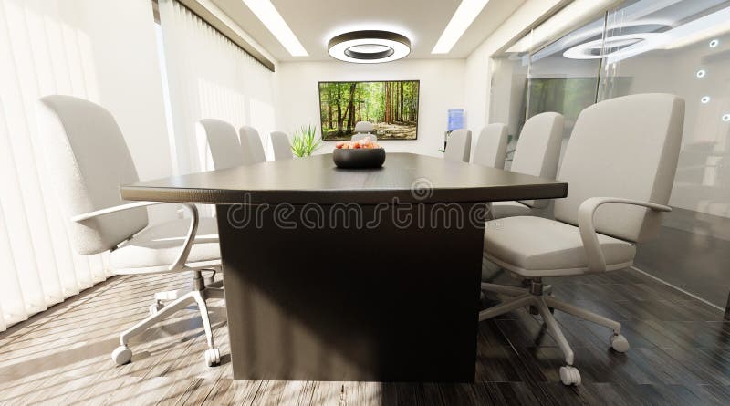 3D Render of Conference Room Stock Illustration - Illustration of ...