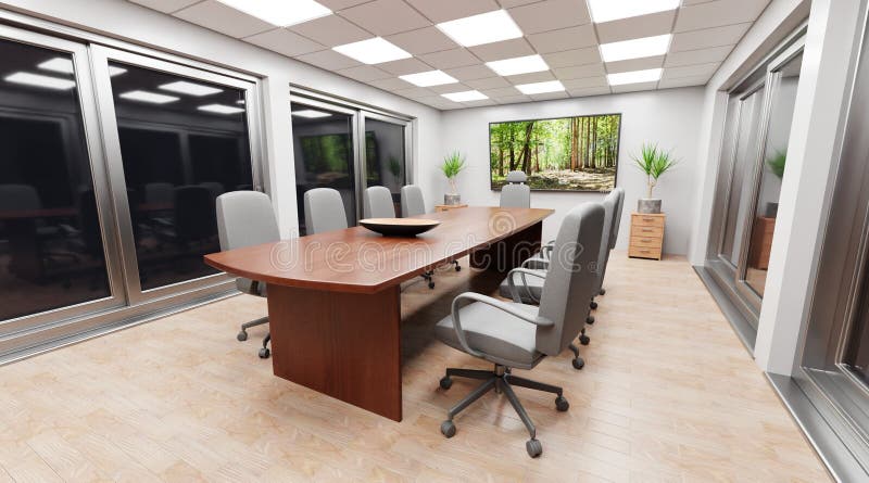 3D Render of Conference Room Stock Illustration - Illustration of ...