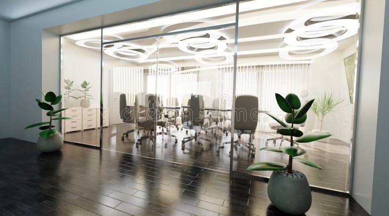 3D Render of Conference Room Stock Illustration - Illustration of ...