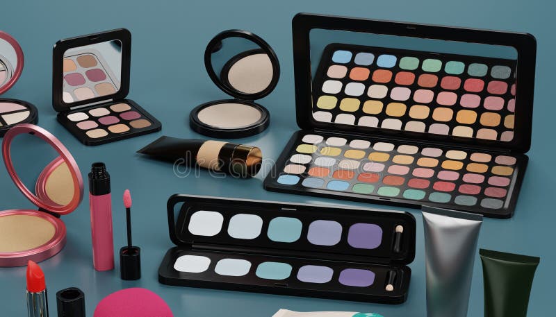 3D Render of Cosmetics Collection Stock Illustration - Illustration of ...