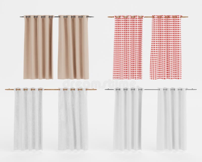 3D Render of Curtains stock illustration. Illustration of shade - 236270209