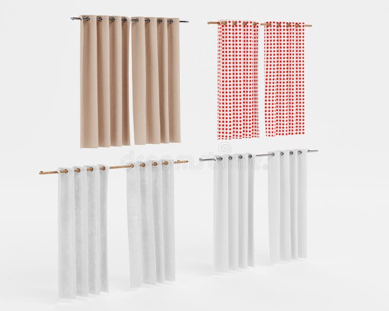 3D Render of Curtains stock illustration. Illustration of blinds ...