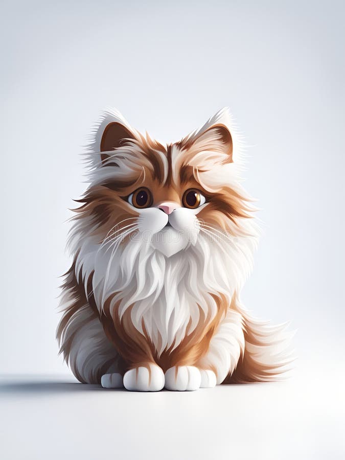 Realistic 3d Render of a Cute Fluffy Cat Stock Illustration ...