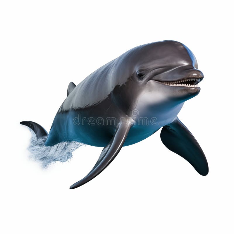 Realistic 3D Render of a Dolphin Swimming in the Ocean on a White ...