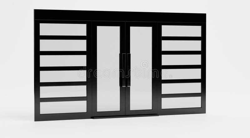 3D Render of Double Door stock illustration. Illustration of handle ...
