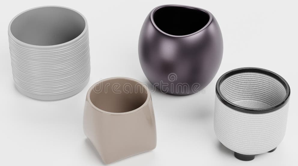 3D Render of Flower Pots stock illustration. Illustration of flower ...