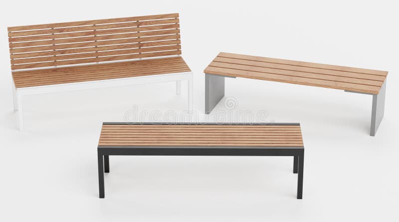 3D Render of Garden Benches Stock Illustration - Illustration of chair ...