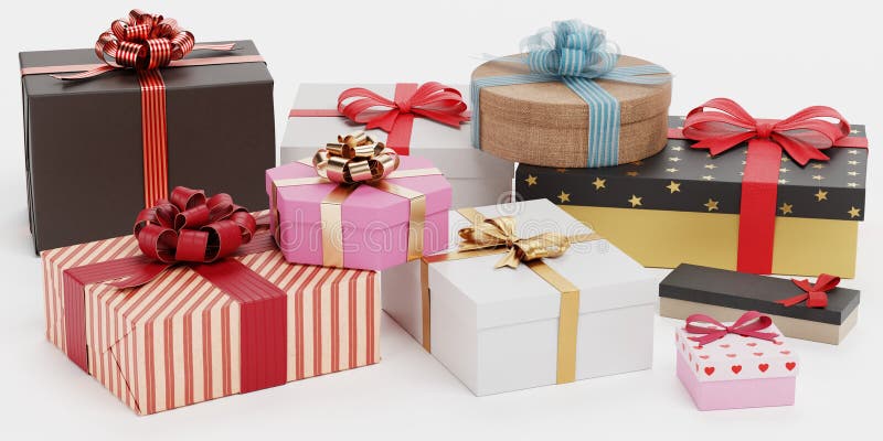 3D Render of Gifts Collection Stock Illustration - Illustration of ...