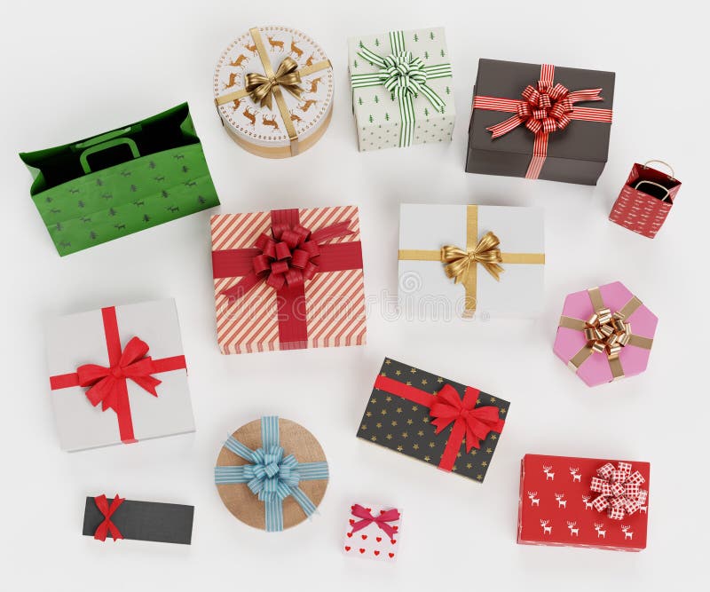 3D Render of Gifts Collection Stock Illustration - Illustration of ...