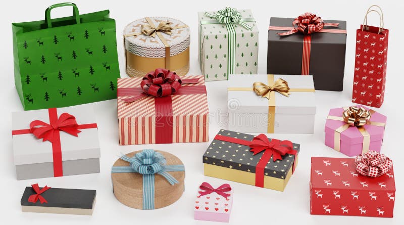 3D Render of Gifts Collection Stock Illustration - Illustration of ...
