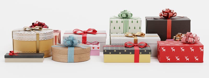 3D Render of Gifts Collection Stock Illustration - Illustration of xmas ...
