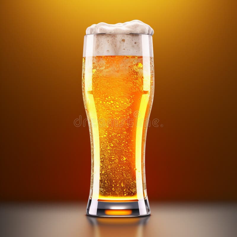 Realistic 3d Render of Golden Beer with Foam Floater Stock Illustration ...