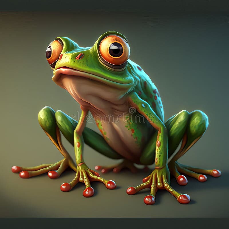 Realistic 3D Render of Green Frog Sitting, Created with Generative AI ...