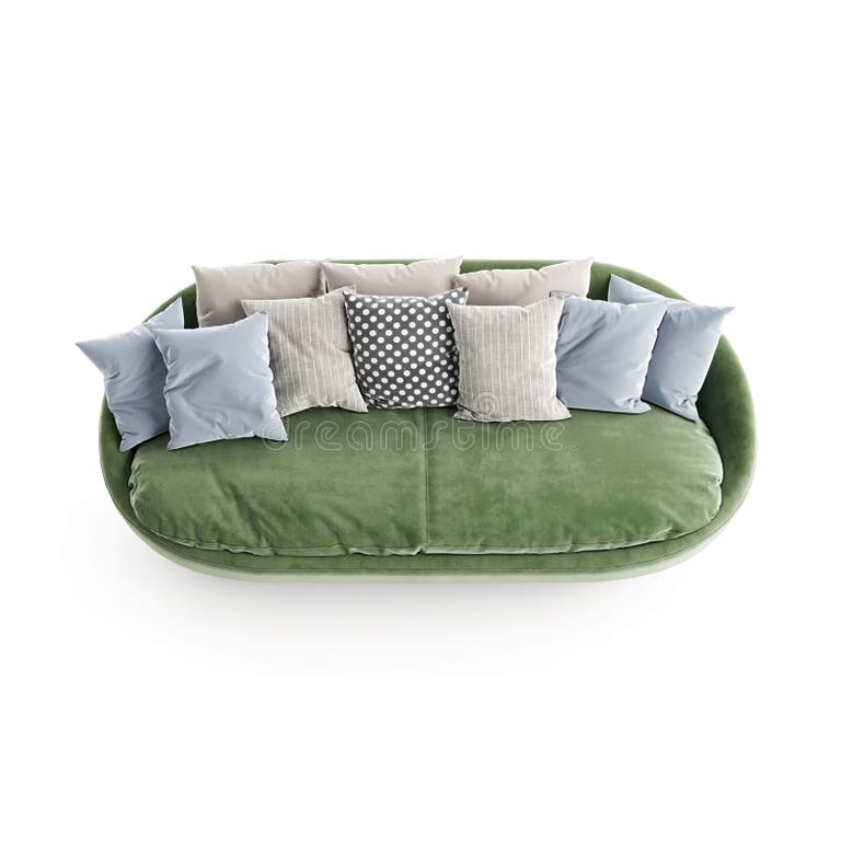 Realistic 3D Render of a Green Sofa with Multiple Cushions Stock ...