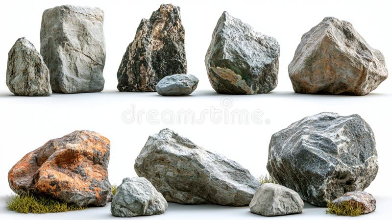 Realistic 3D Render Grey Rocks Stone Boulder Set Nature Textures ...