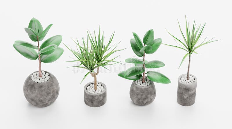 3D Render of Home Plants stock illustration. Illustration of lowerpot ...