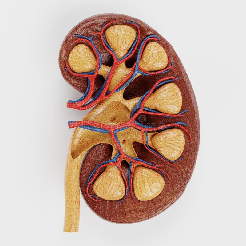 3D Render of Human Kidney stock illustration. Illustration of urinary ...