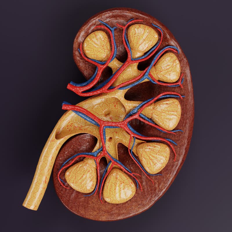 3D Render of Human Kidney stock illustration. Illustration of organ ...