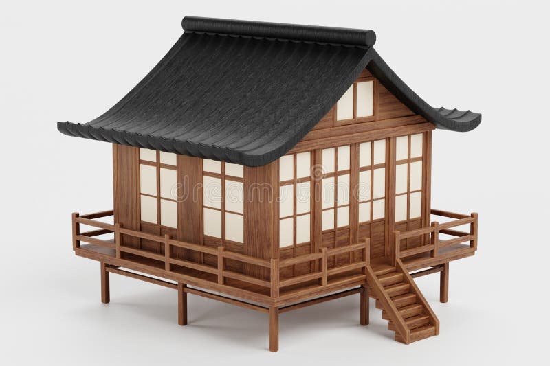 3D Render of Japanese Mini House Stock Illustration - Illustration of ...