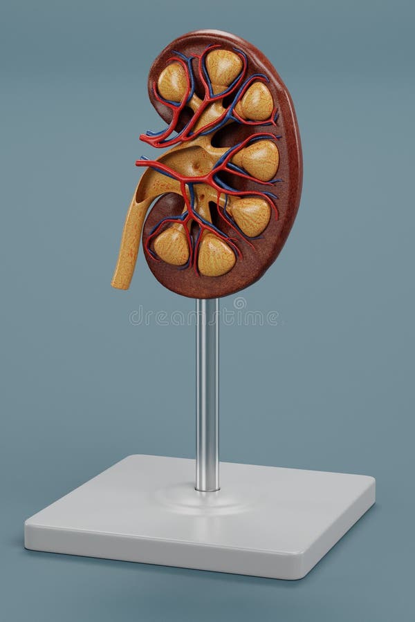 3D Render of Kidney Section Model Stock Illustration - Illustration of ...