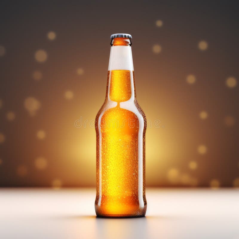 Realistic 3d Render of Lager Beer Bottle on Illuminated Table Stock ...
