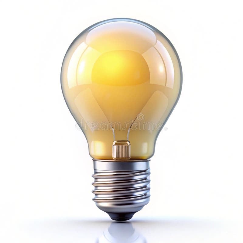 3D Light Bulb Icon Isolated on White Background Stock Illustration ...