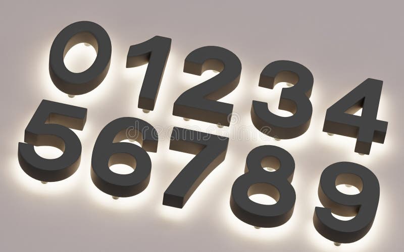 3D Render of Light Numbers stock illustration. Illustration of neon ...