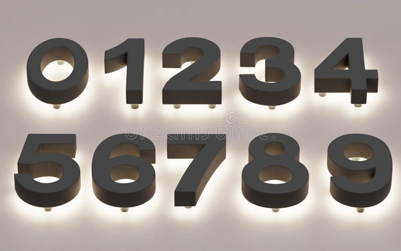 3D Render of Light Numbers stock illustration. Illustration of light ...
