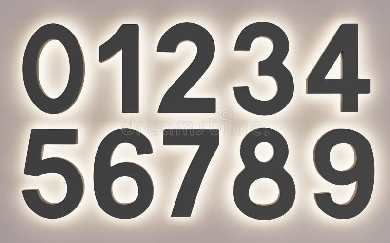 3D Render of Light Numbers stock illustration. Illustration of neon ...