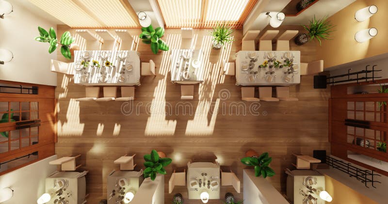 3D Render of Modern Restaurant Stock Illustration - Illustration of ...