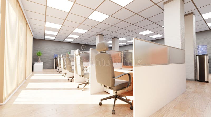 3D Render of Office Interior Stock Illustration - Illustration of ...