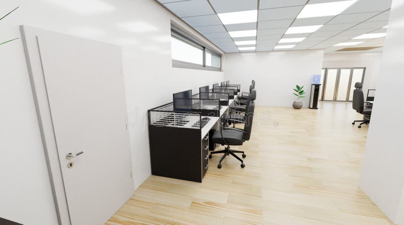 3D Render of Office Interior Stock Illustration - Illustration of ...