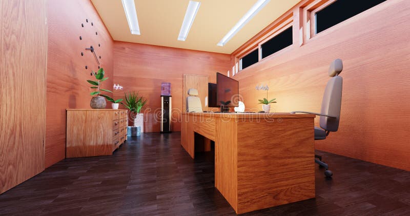 3D Render of Office Interior Stock Illustration - Illustration of firm ...