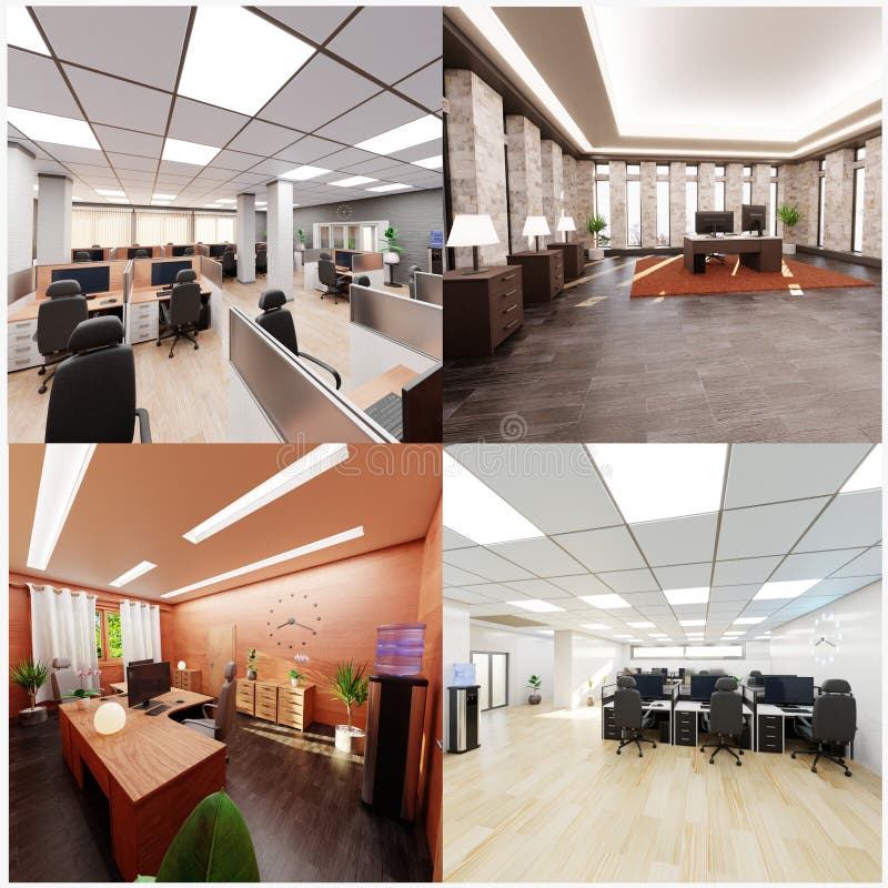 3D Render of Offices stock illustration. Illustration of open - 324306293