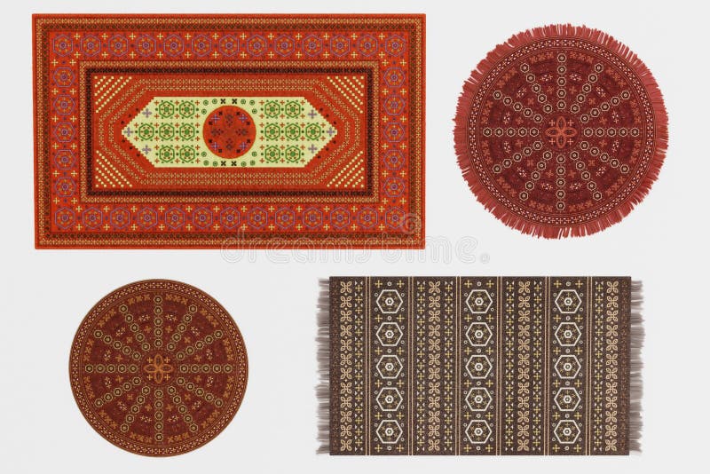 3d Render of Oriental Rugs stock illustration. Illustration of ...