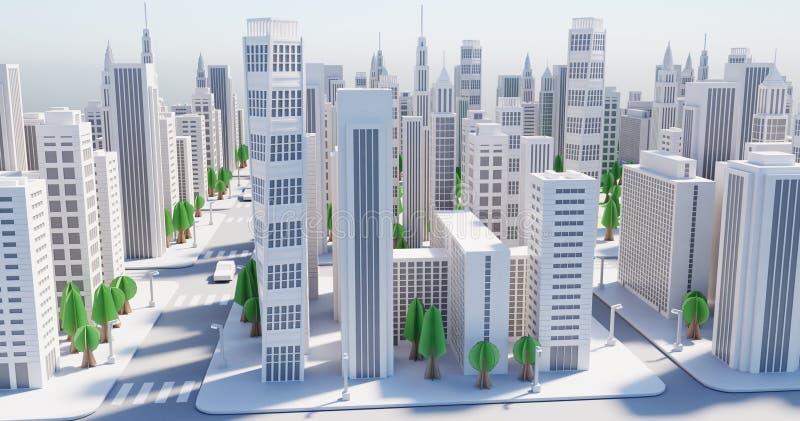 3D Render of Paper City Model Stock Illustration - Illustration of ...