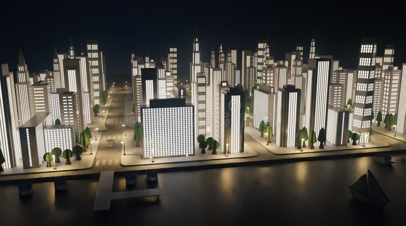 3D Render of Paper City Model Stock Illustration - Illustration of ...