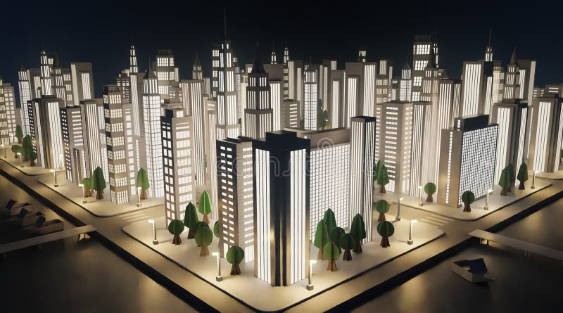 3D Render of Paper City Model Stock Illustration - Illustration of ...