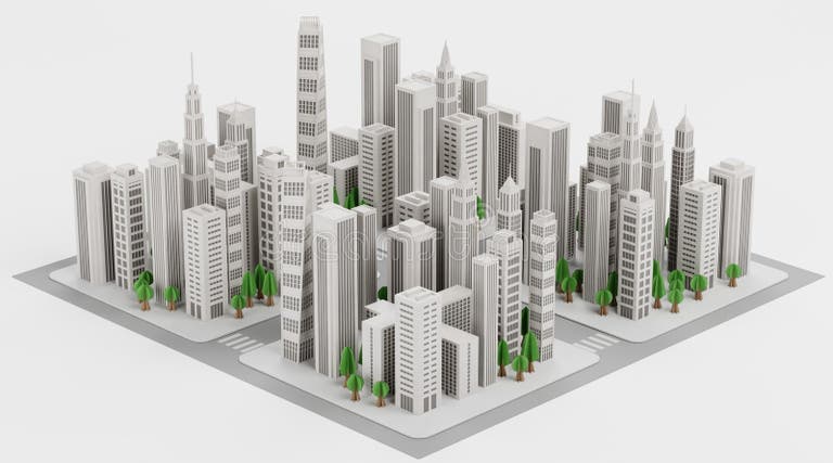 3D Render of Paper City Model Stock Illustration - Illustration of ...