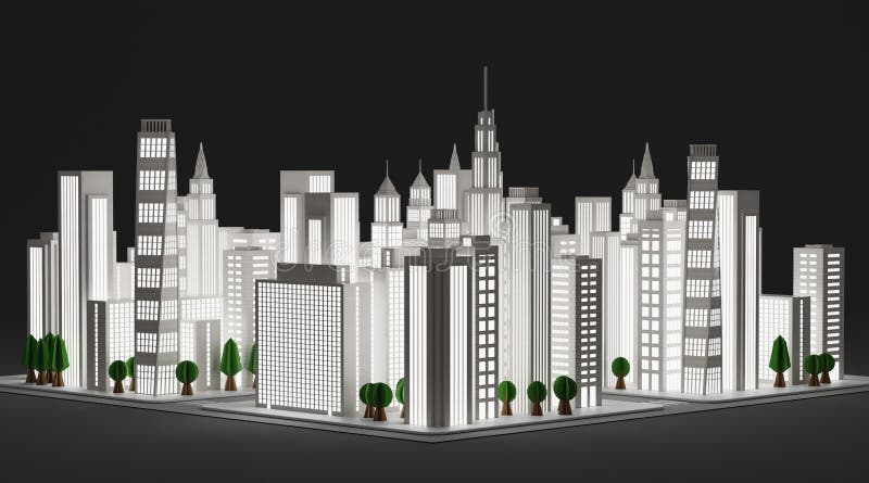 3D Render of Paper City Model Stock Illustration - Illustration of ...
