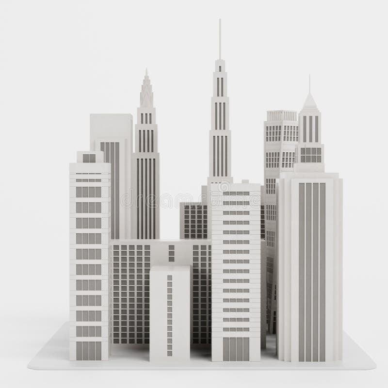 3D Render of Paper City Model Stock Illustration - Illustration of ...