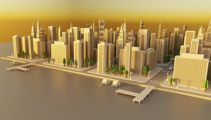 3D Render of Paper City Model Stock Illustration - Illustration of ...