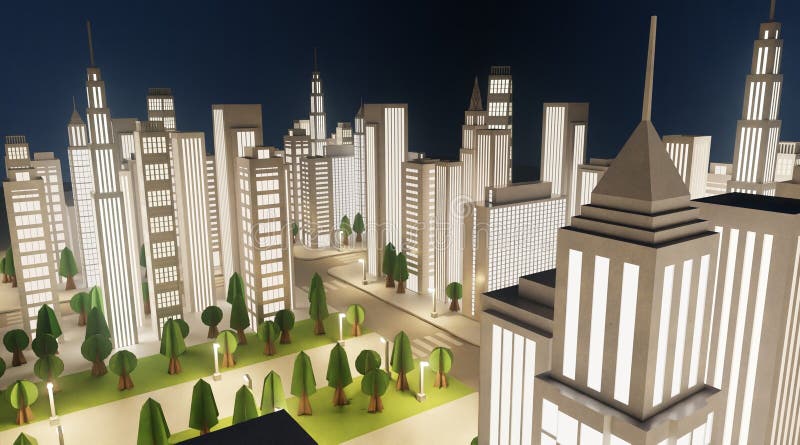 3D Render of Paper City Model Stock Illustration - Illustration of play ...