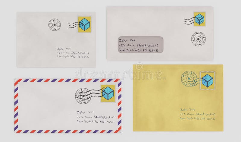 3D Render of Paper Envelopes Stock Illustration - Illustration of post ...